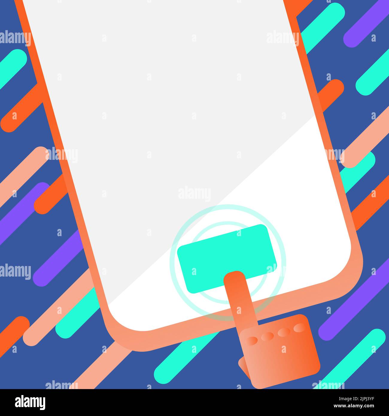 Drawed Finger Pointing On Main Button Of Phone. Phone Clear Screen ...