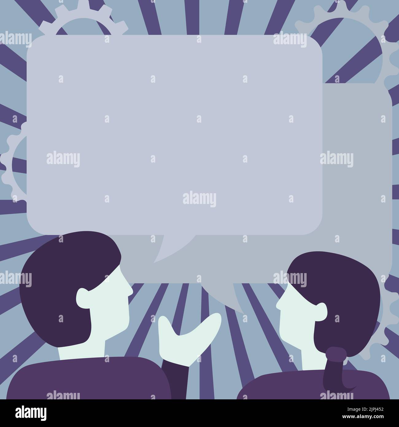 Couple Speaking On Technical Plans With Two Overlaping Speach Clouds On ...