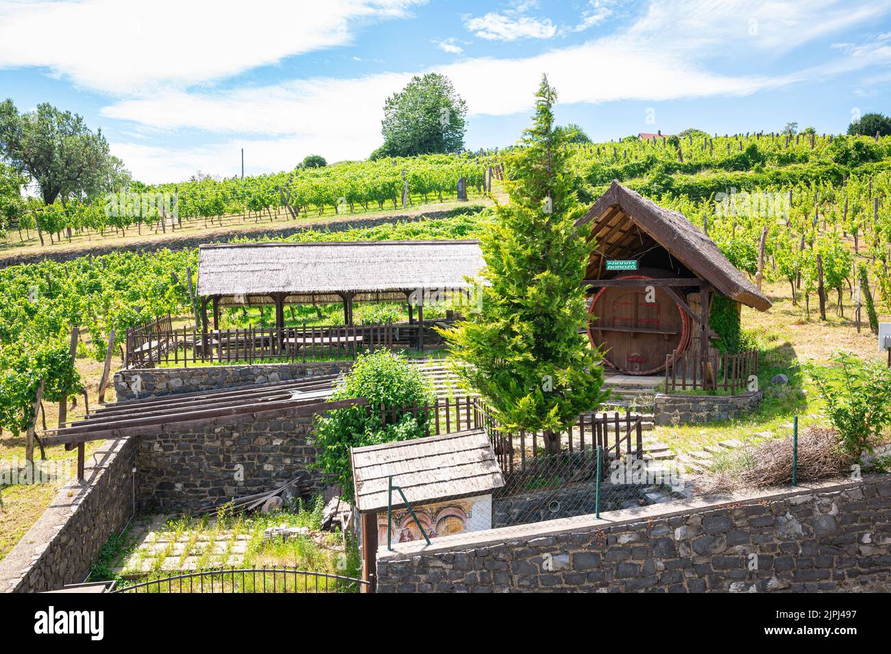 Wine tasting building on the slopes of Mount Badacsony where you can ...