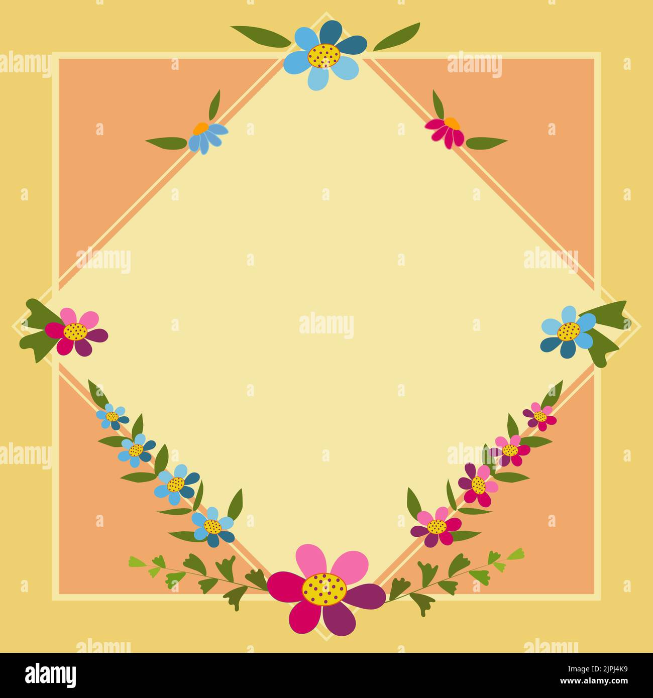 Frame With Leaves And Flowers Around And Important Announcements Inside ...