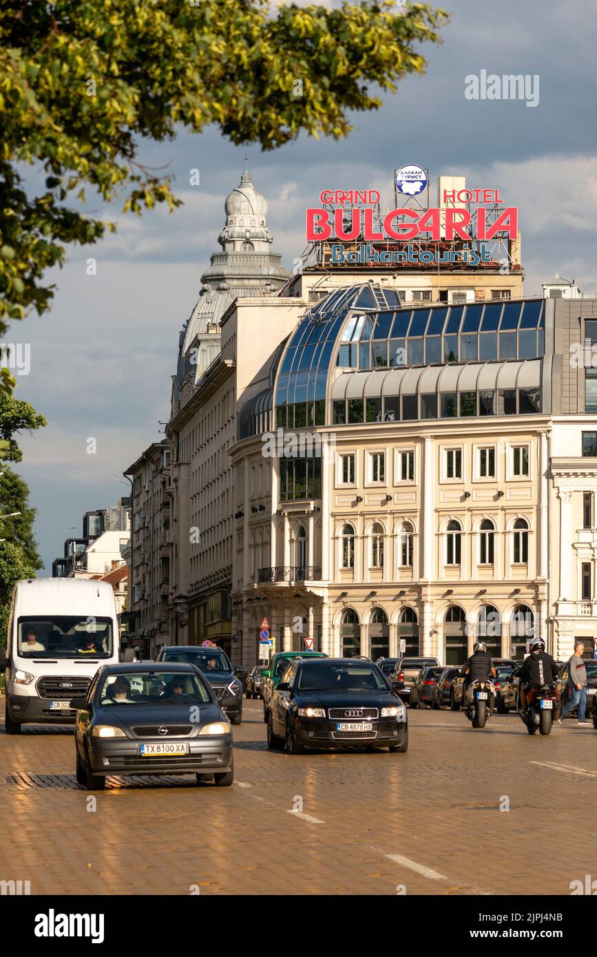 View to the Tsar Osvoboditel Boulevard in Sofia, Bulgaria, Eastern ...