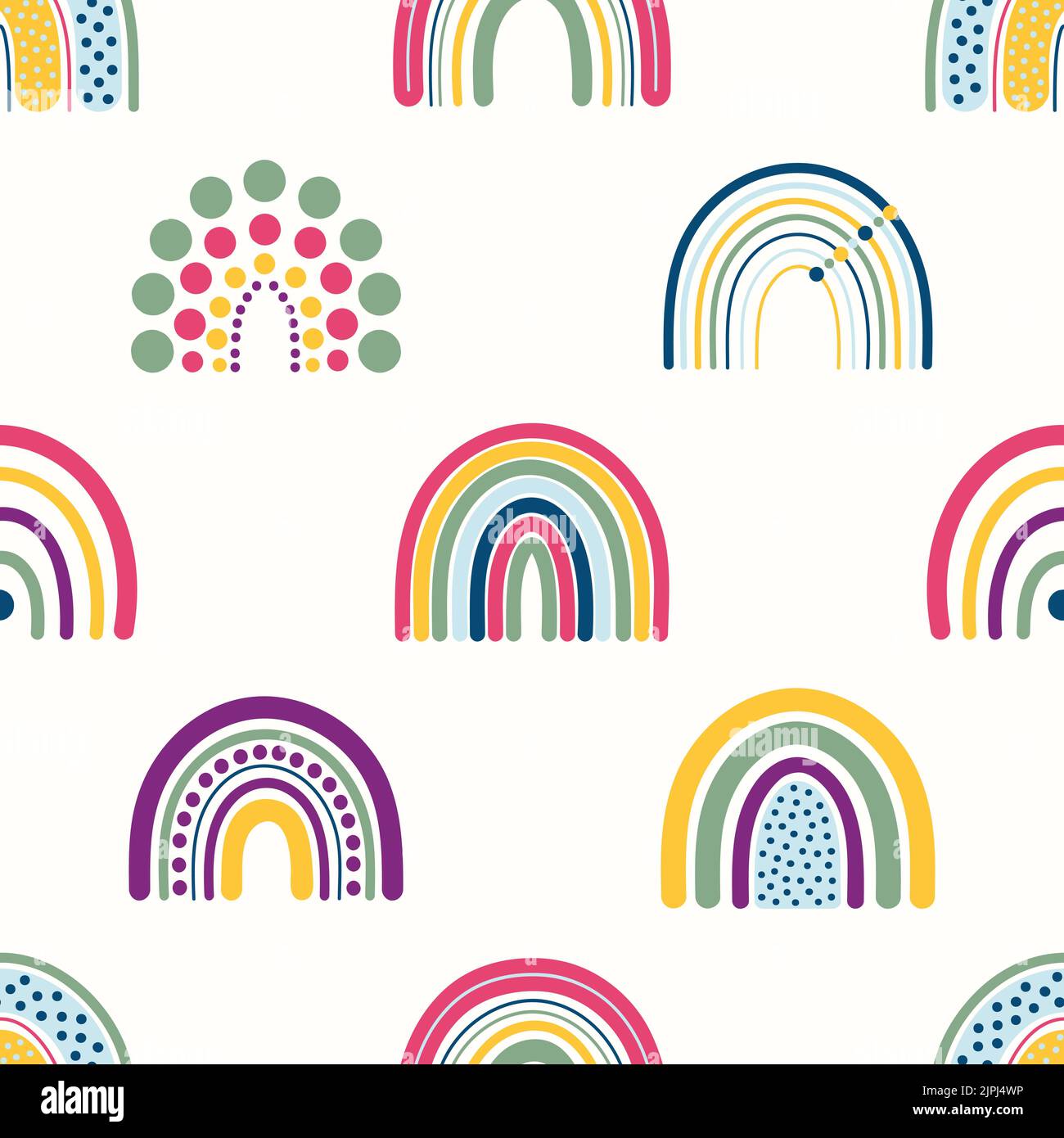 Seamless pattern with colorful rainbows. Nursery art design for ...