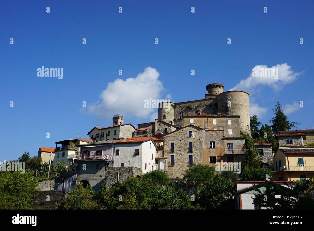 view of the town of Bastia. with its imposing medieval castle in the ...