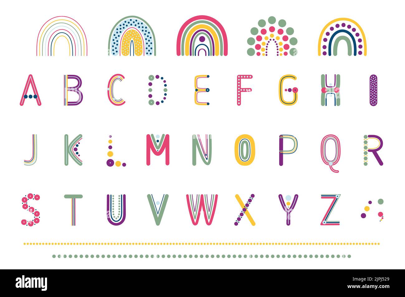 Rainbow colorful alphabet letter set. Nursery art design for decoration ...