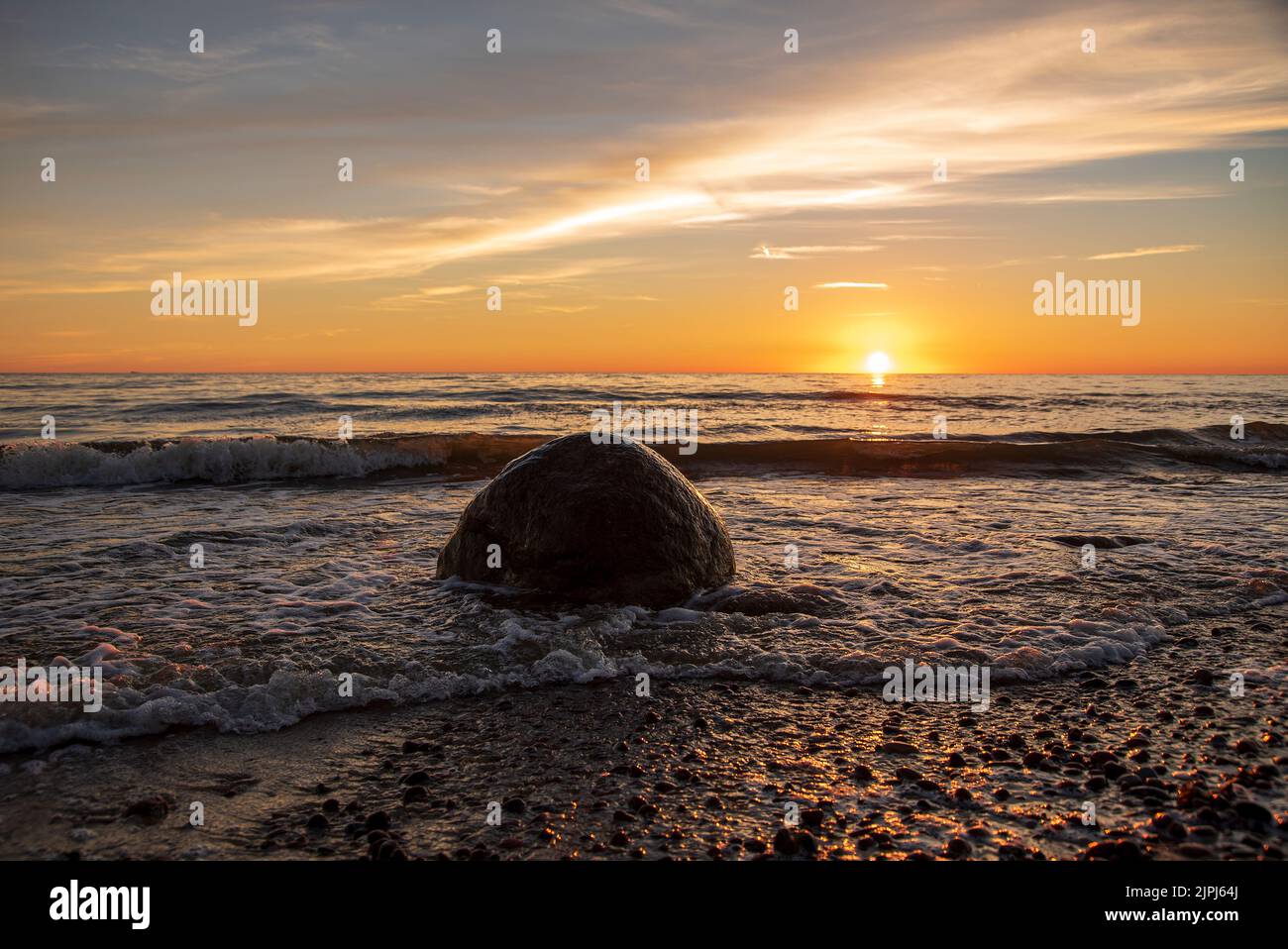 Landscape photography of sunset, beach, sea, stone, wave Stock Photo ...