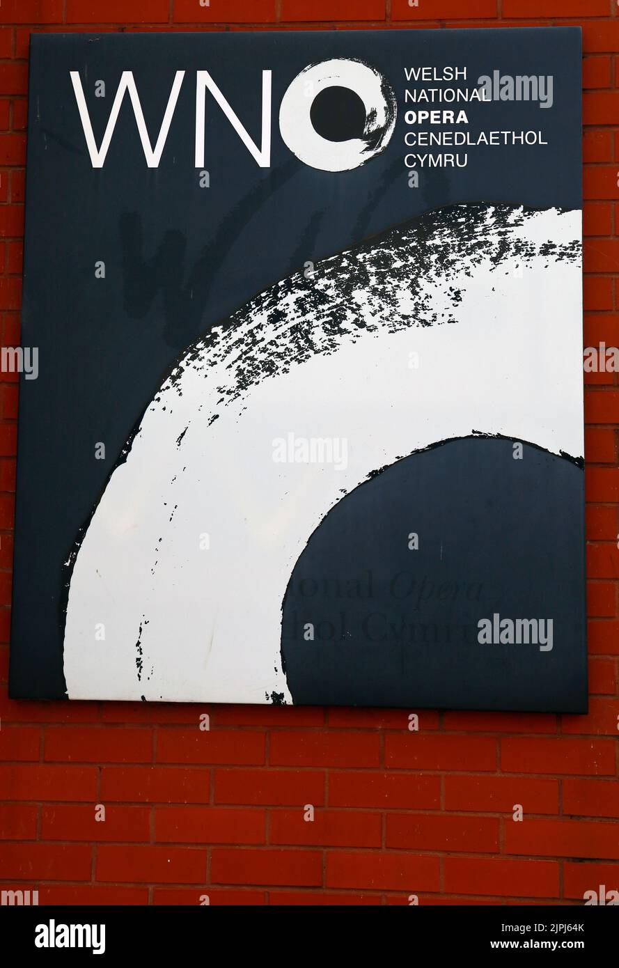 WNO Welsh National Opera sign at the Millennium Centre, Cardiff Bay ...