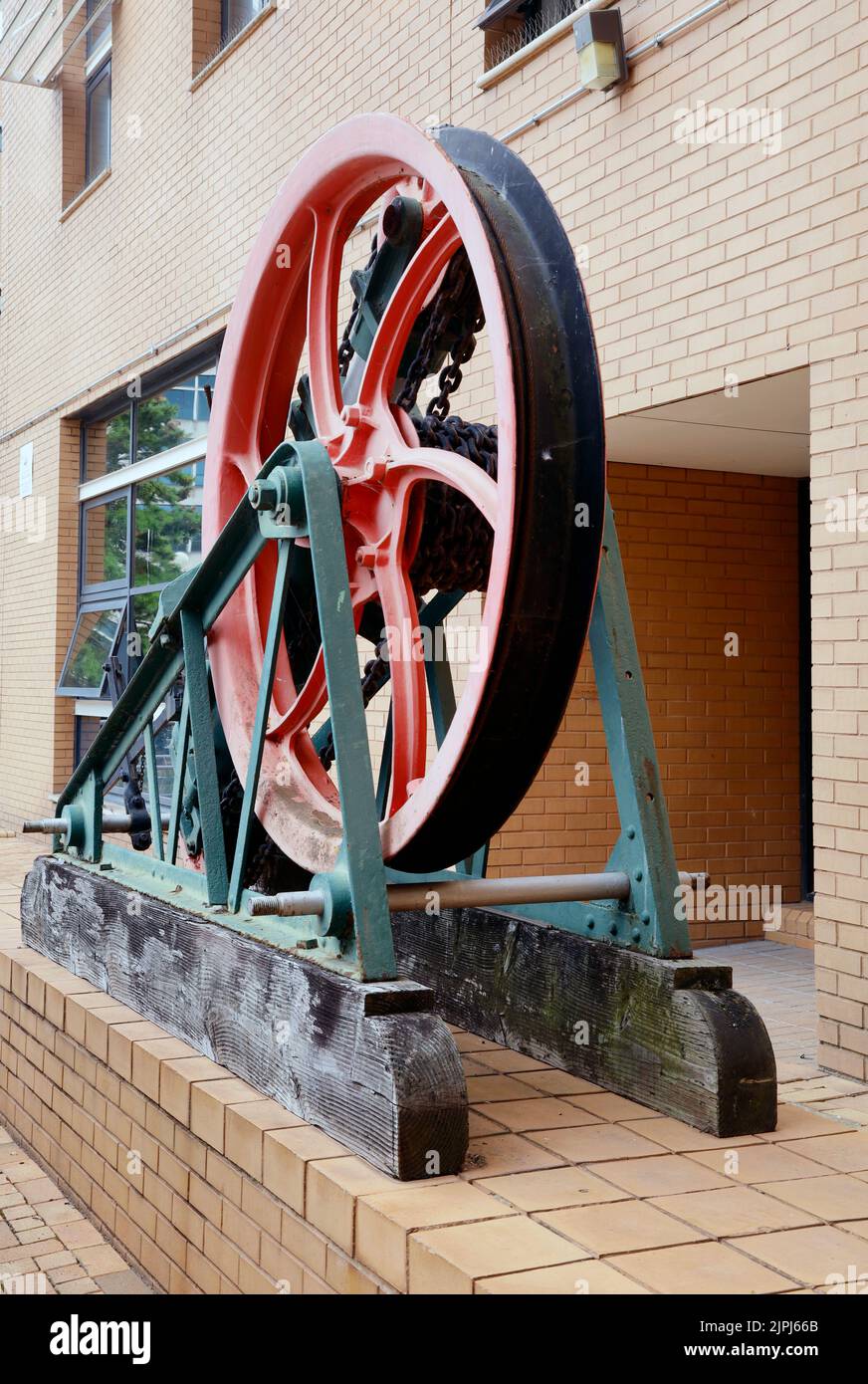 Cardiff. Mechanical installation as public art. Winding gear sculpture ...