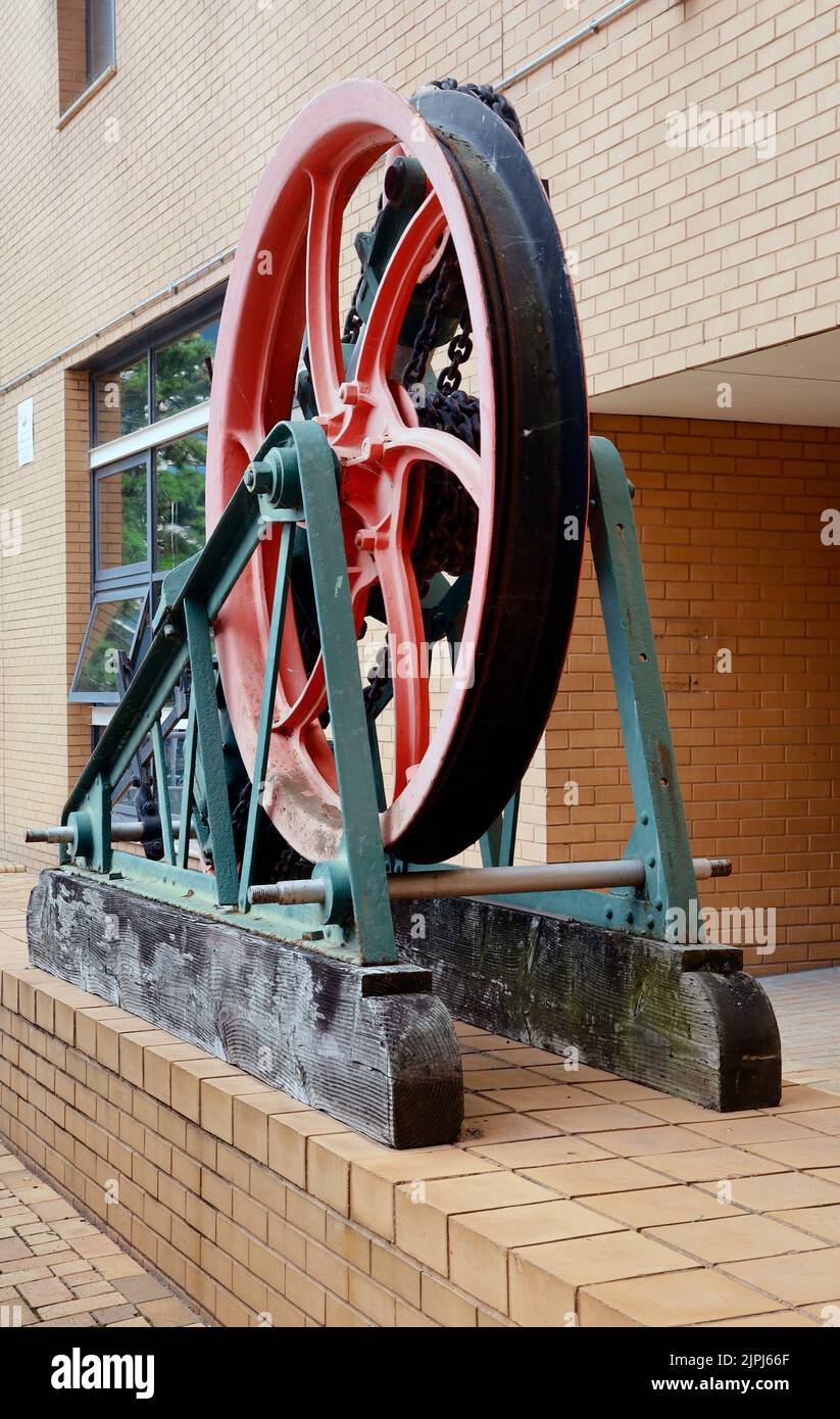 Cardiff. Mechanical installation as public art. Winding gear sculpture ...