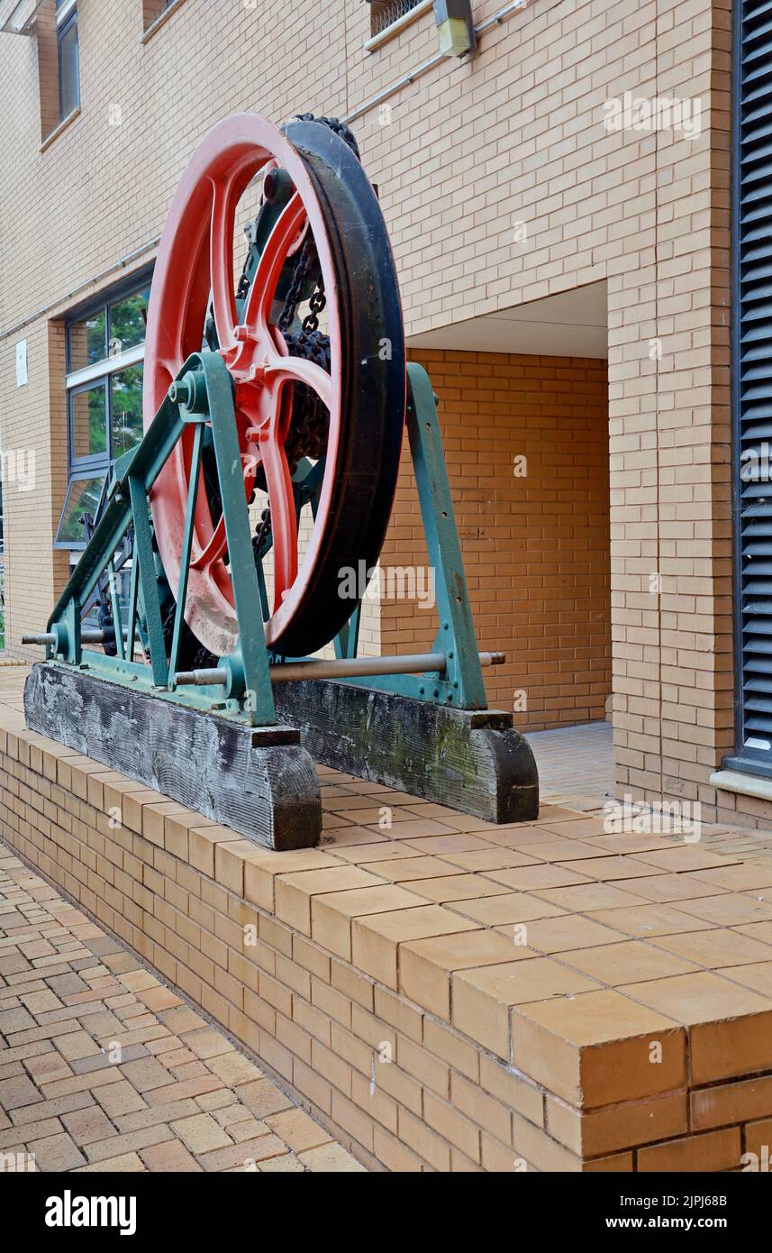Cardiff. Mechanical installation as public art. Winding gear sculpture ...