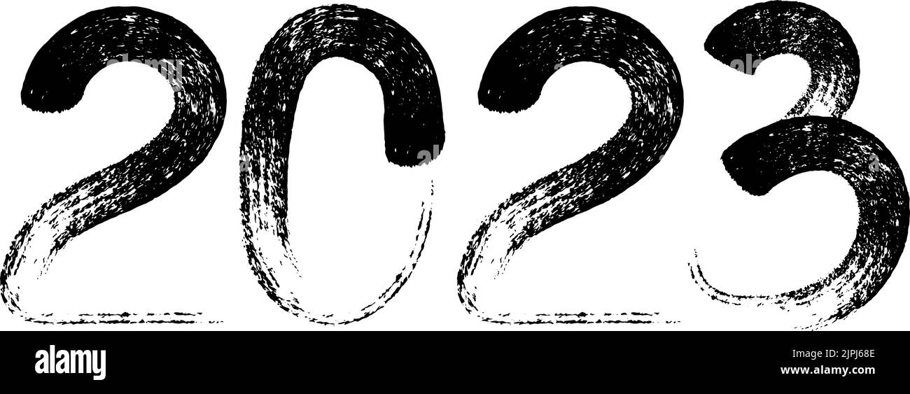 2023 New Year. Decorative brush numbers. Art lettering Stock Vector ...