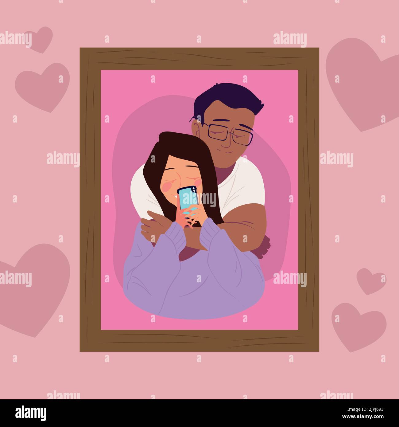 Photo frame with two people in Stock Vector Images - Alamy