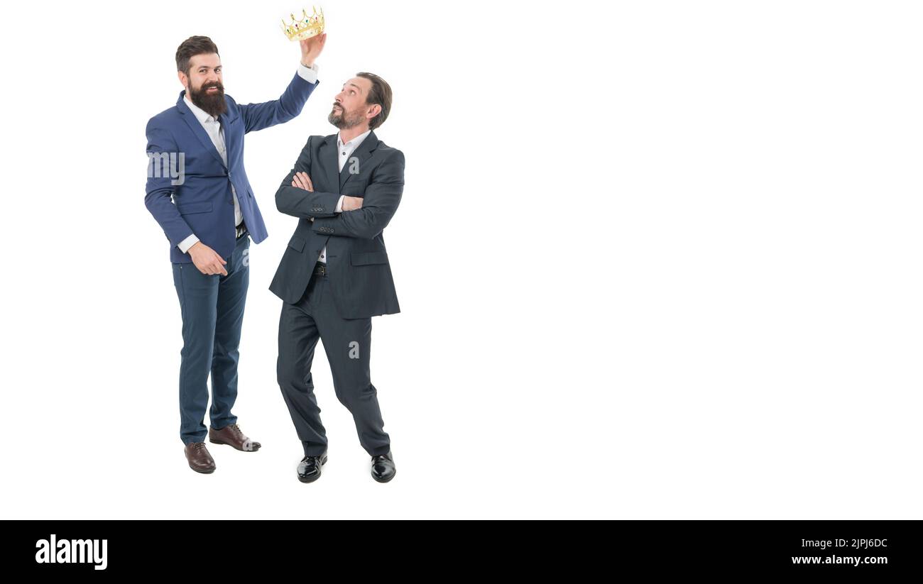 Rich and powerful people. VIP concept. Men wear crown. Businessmen ...