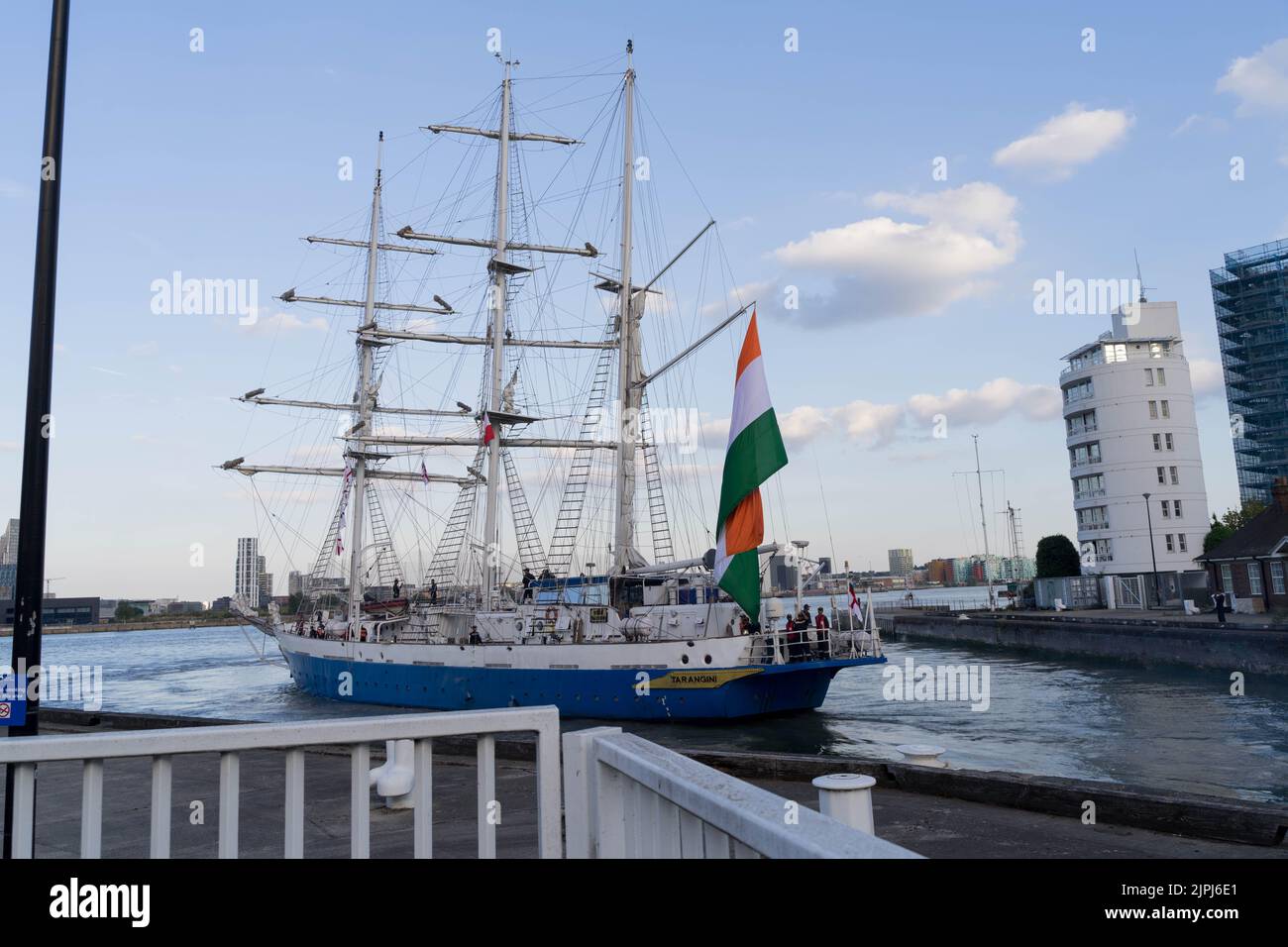 London Dockland UK, 18th August 2022. Indian Navy tall sailing ship ...