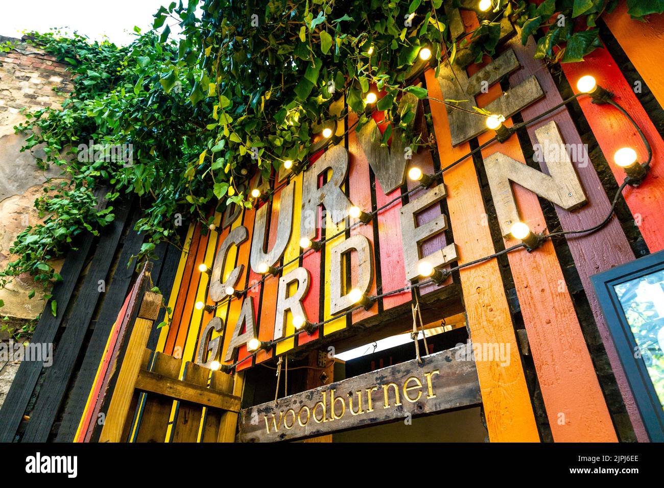 Entrance to Dalston Curve Garden cafe and music venue, Dalston, Hackney ...