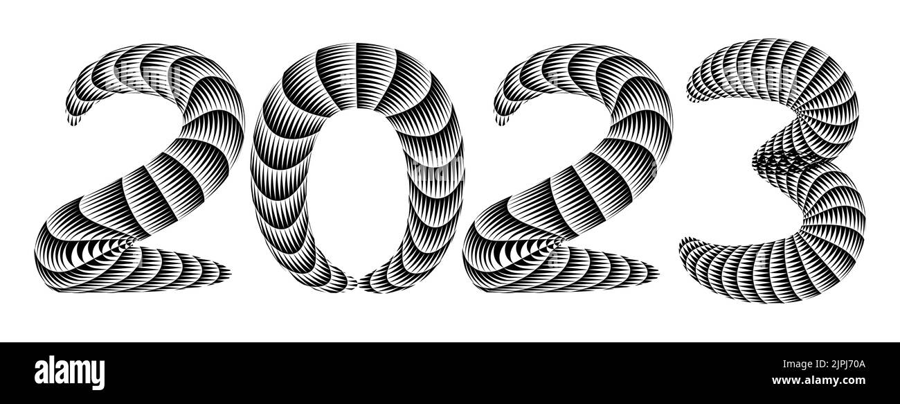 2023 New Year. Decorative brush numbers. Art lettering Stock Vector ...