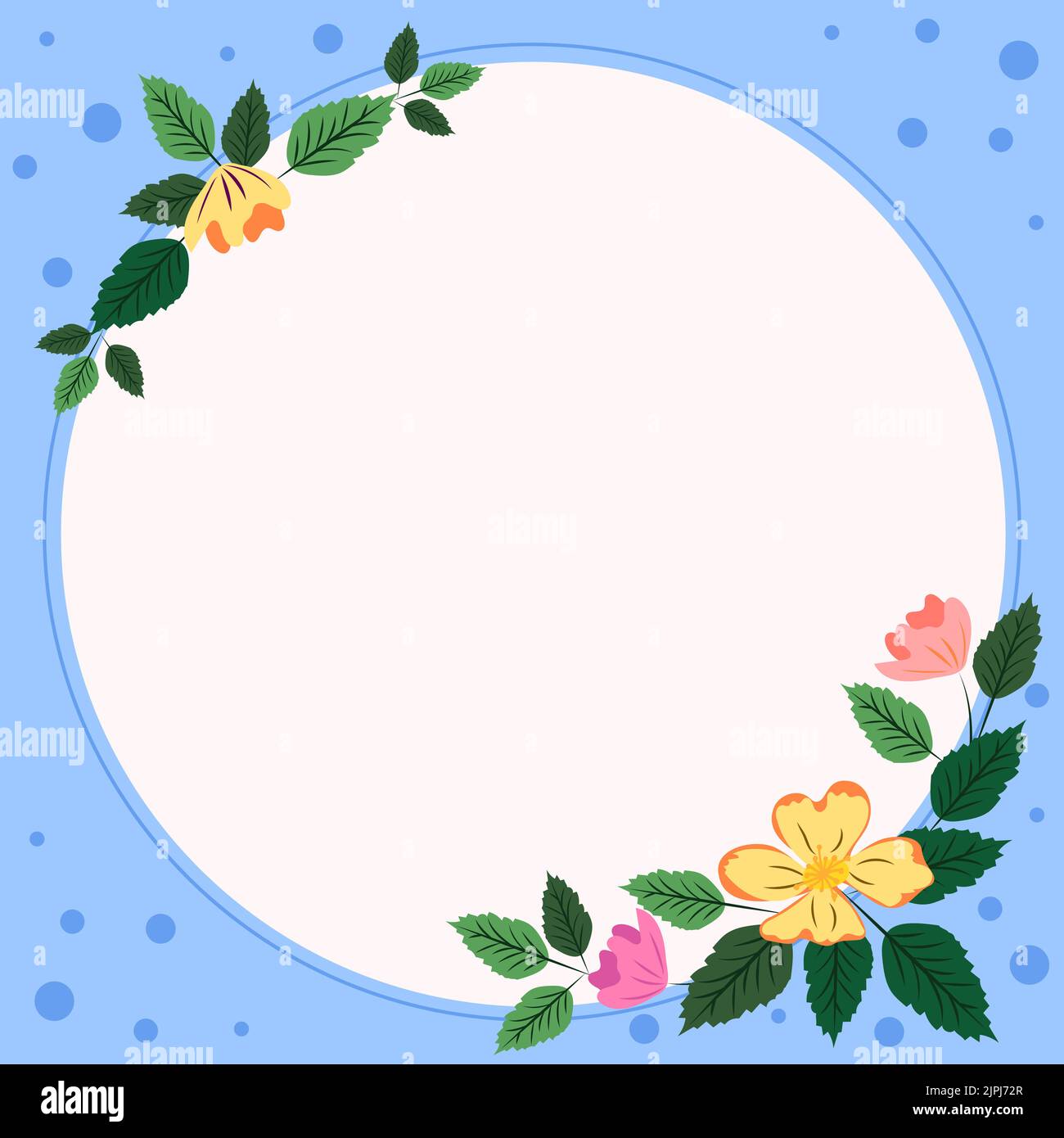 Frame With Leaves And Flowers Around And Important Announcements Inside ...