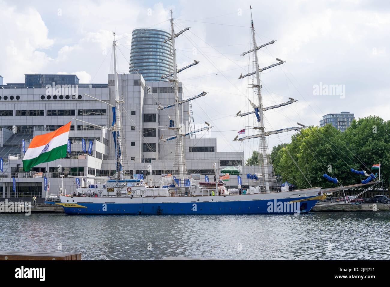 London Dockland UK, 18th August 2022. Indian Navy tall sailing ship ...