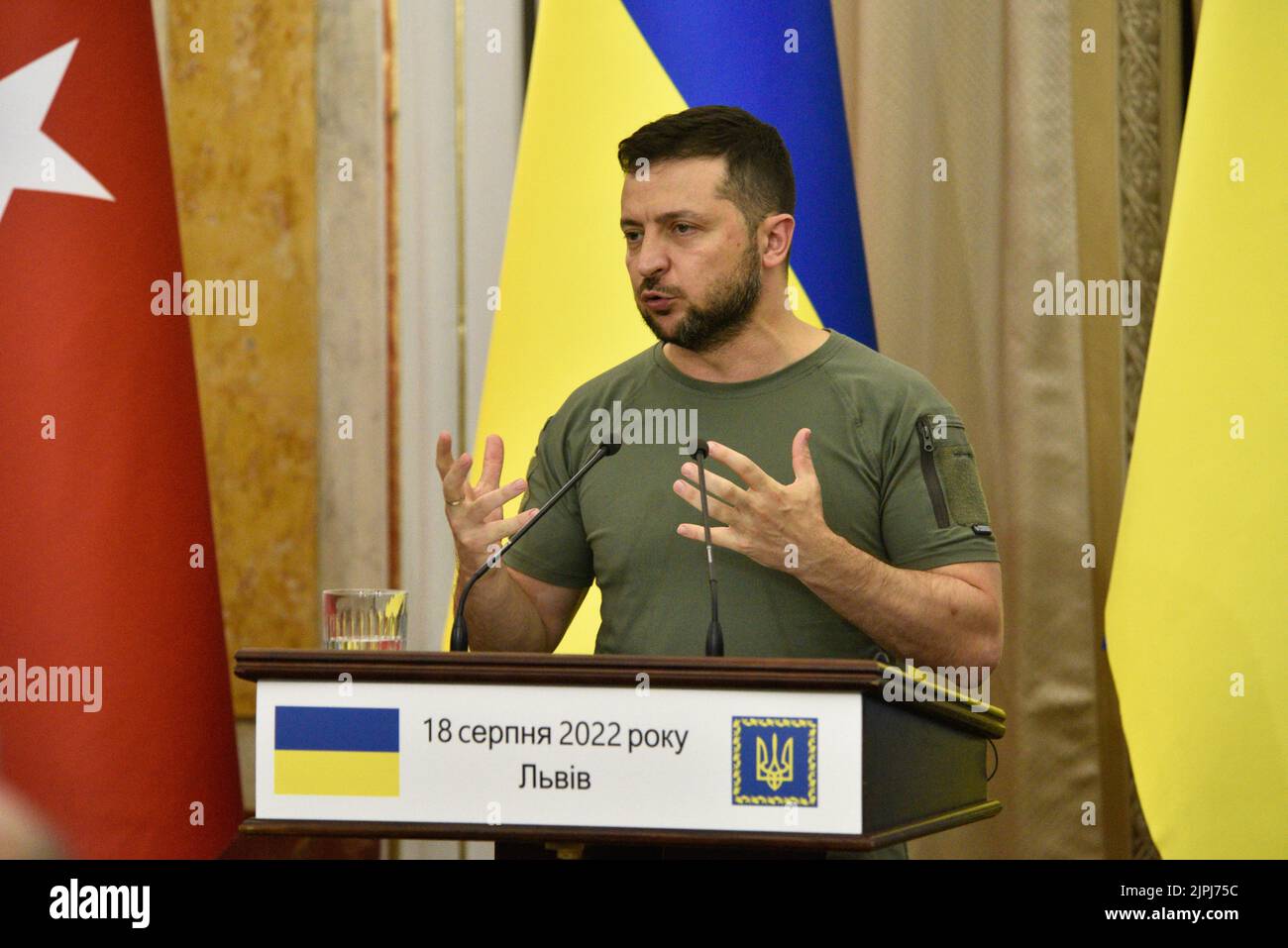 LVIV, UKRAINE - AUGUST 18, 2022 - President of Ukraine Volodymyr ...