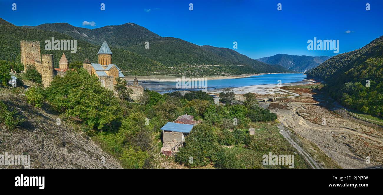 A panorama of the Ananuri castle complex Stock Photo - Alamy