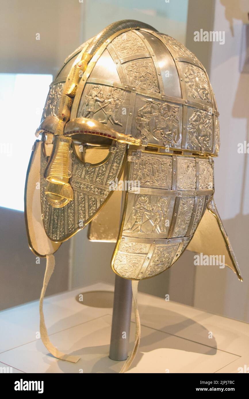 A medieval golden head armor in the British museum Stock Photo - Alamy