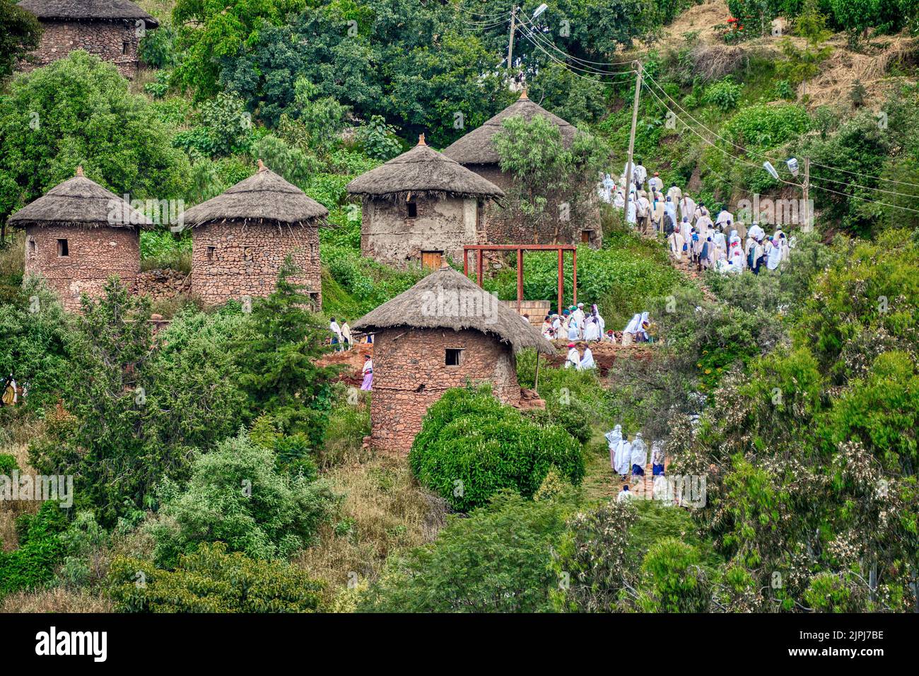 A rural landscape of huts Stock Photo - Alamy