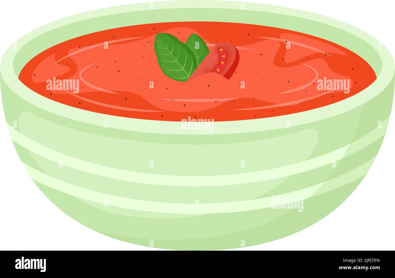 Tomato cream soup in bowl, vector Illustration Stock Vector Image & Art ...