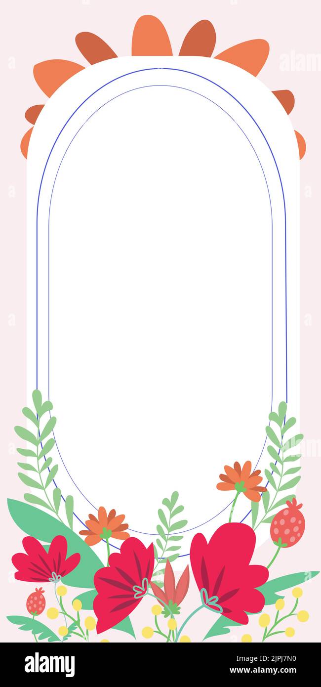 Frame With Leaves And Flowers Around And Important Announcements Inside ...