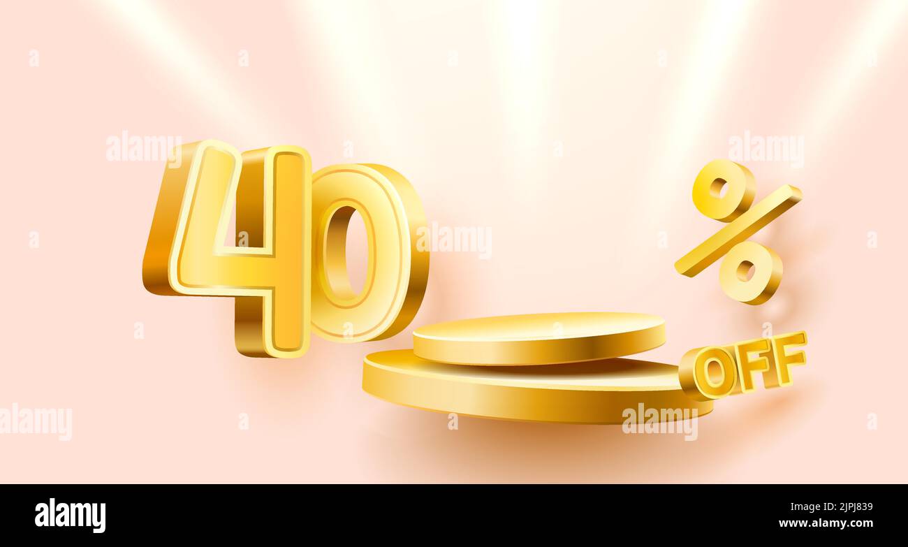 40 Off. Discount creative composition. 3d sale symbol with decorative ...