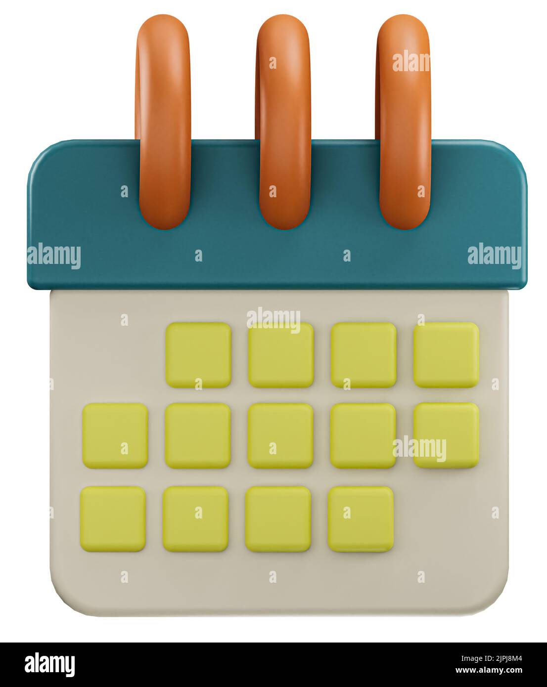 Blank calendar page with yeellow boxes, isolated, 3d illustration Stock ...