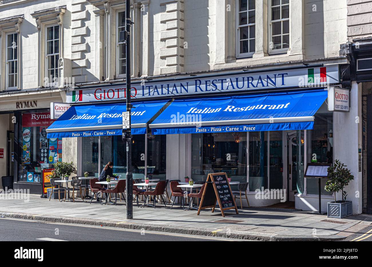 Front facade of Giotto Italian Restaurant, New Oxford street ...