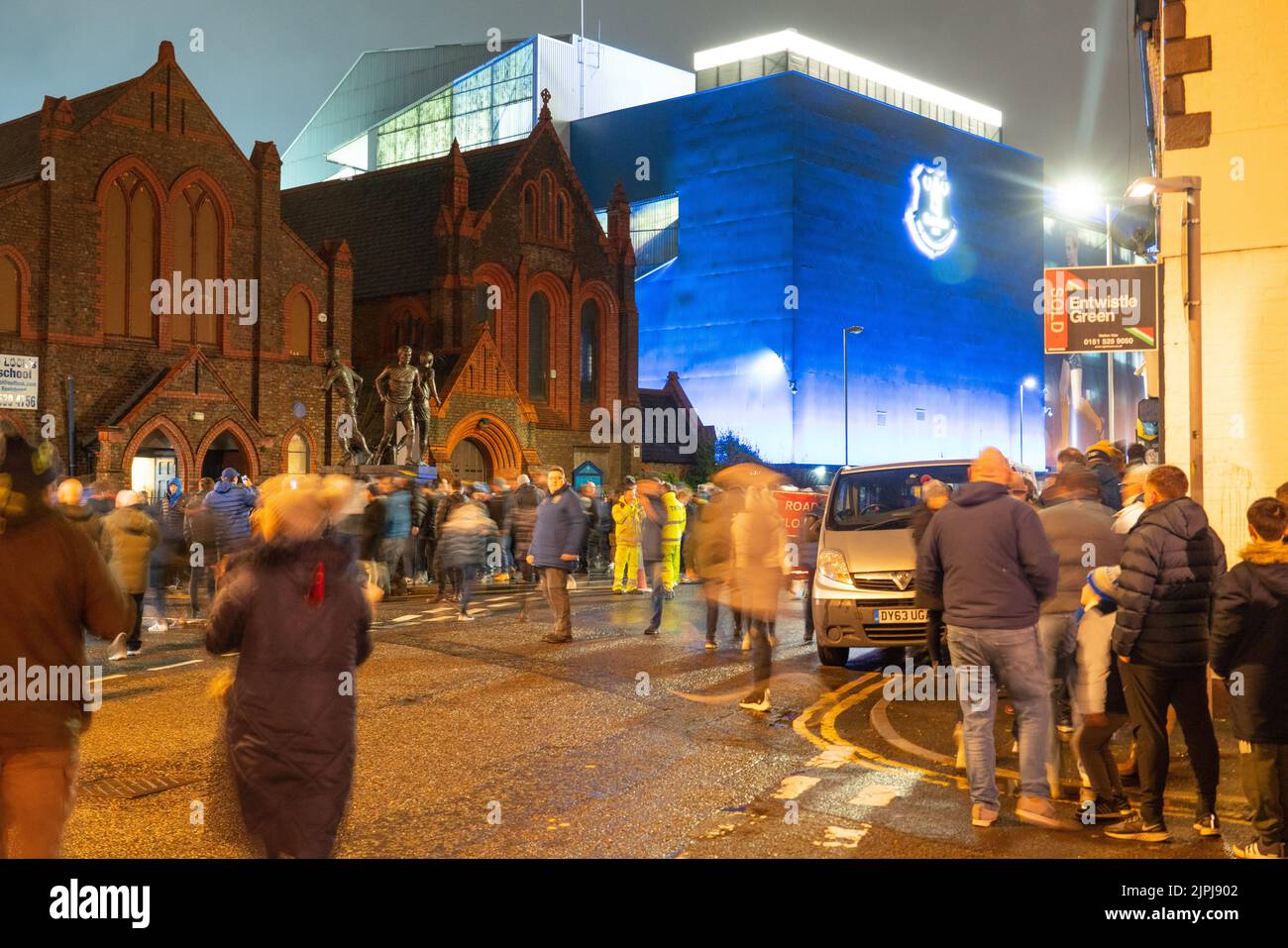 Hungry Everton fans, queuing up for fish and chips at the Goodison ... Hungry Everton fans, queuing up for fish and chips at the Goodison ...