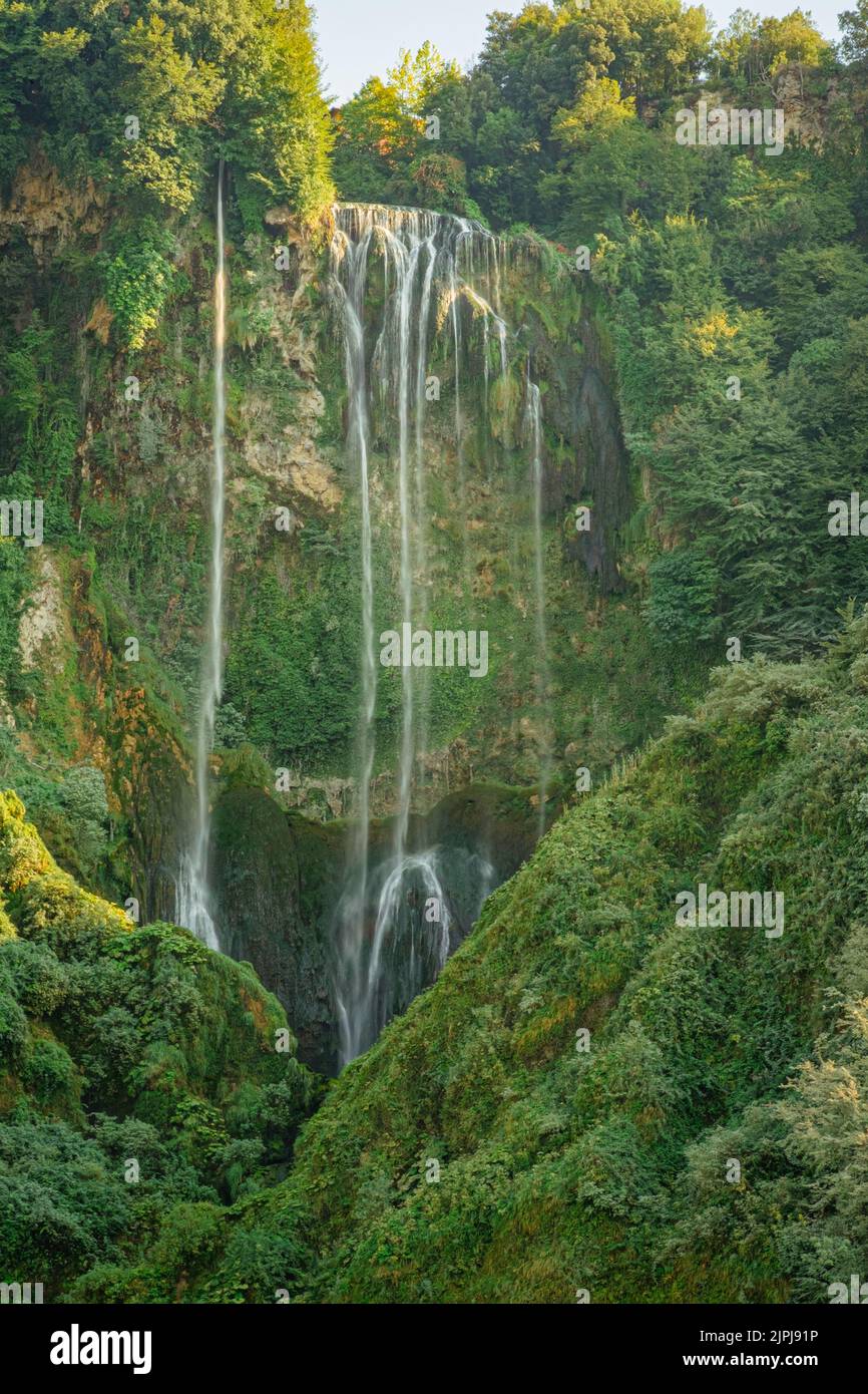 The bigger jump of the Marmore's Waterfall with low water flow ...