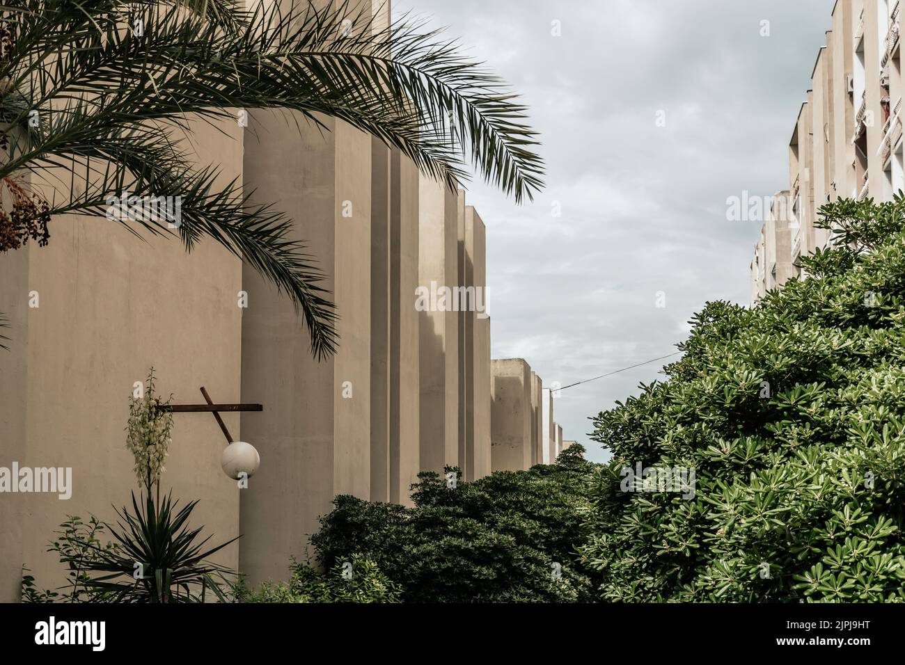 The brutalist concrete architecture of the residential area in Split ...