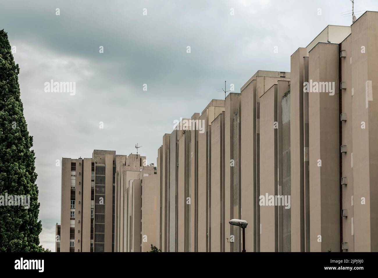 Brutalist concrete architecture of the residential area in Split ...