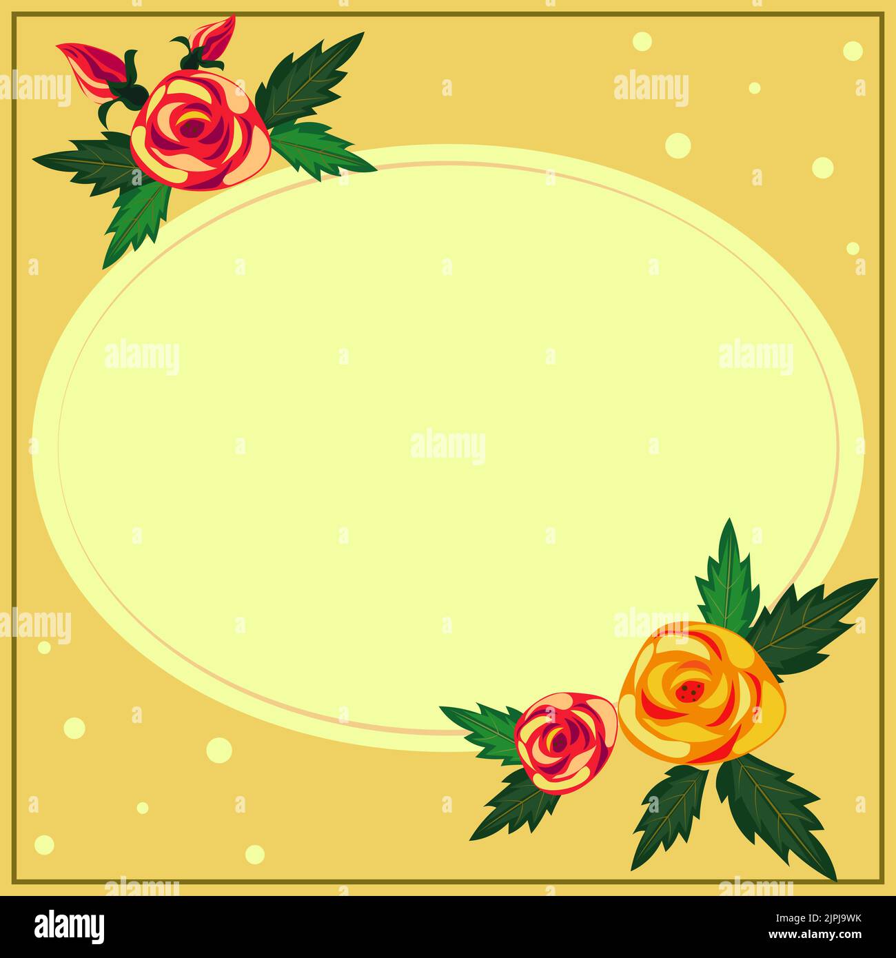 Frame With Leaves And Flowers Around And Important Announcements Inside ...