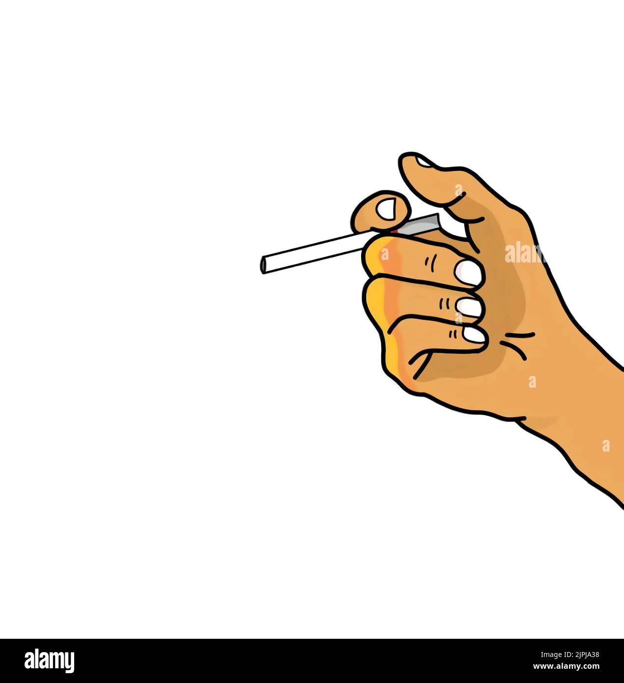 A simple illustration of a hand holding a cigarette Stock Photo - Alamy