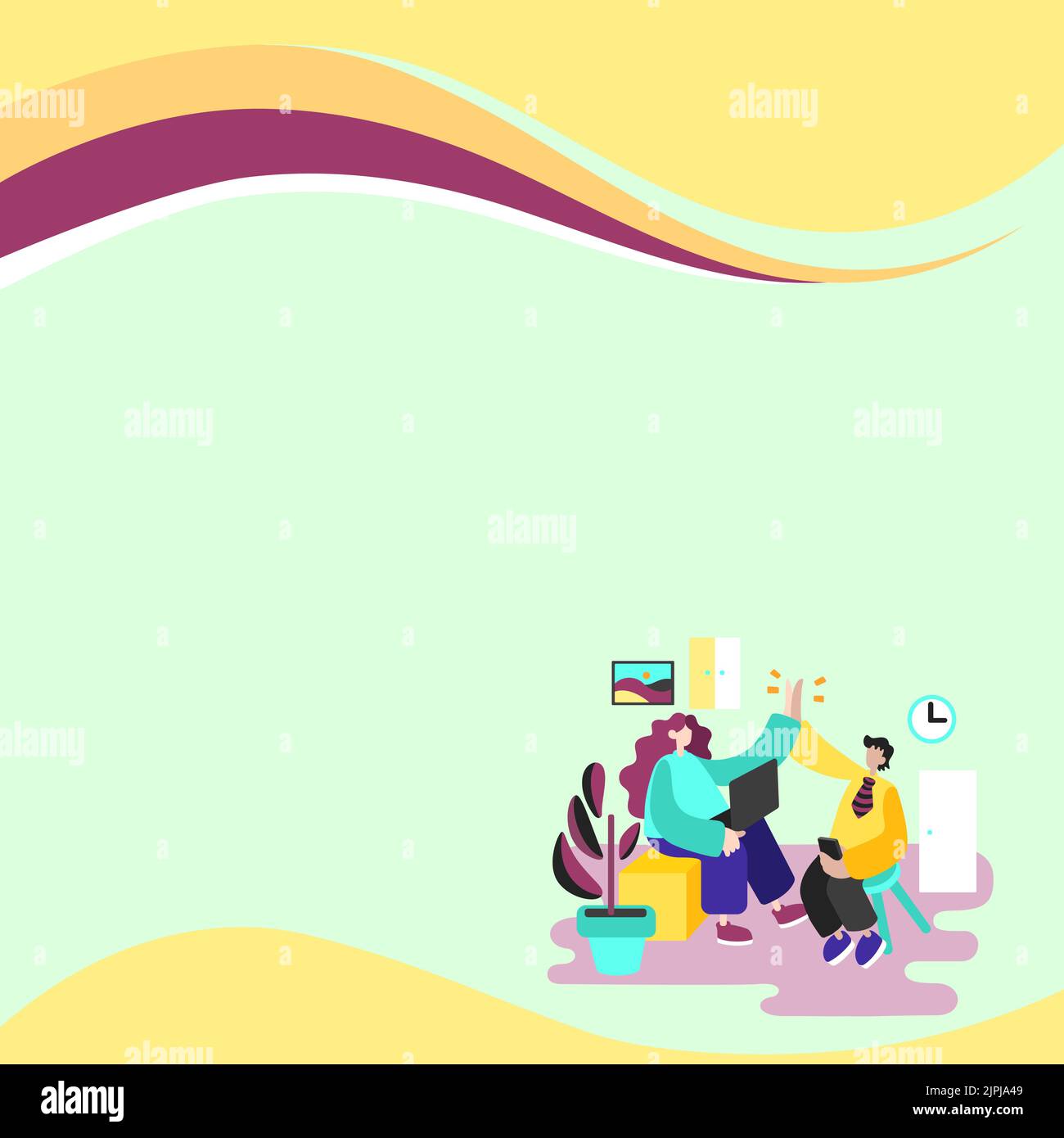 Colleagues Clapping Hands In Office. Working Together Drawing ...