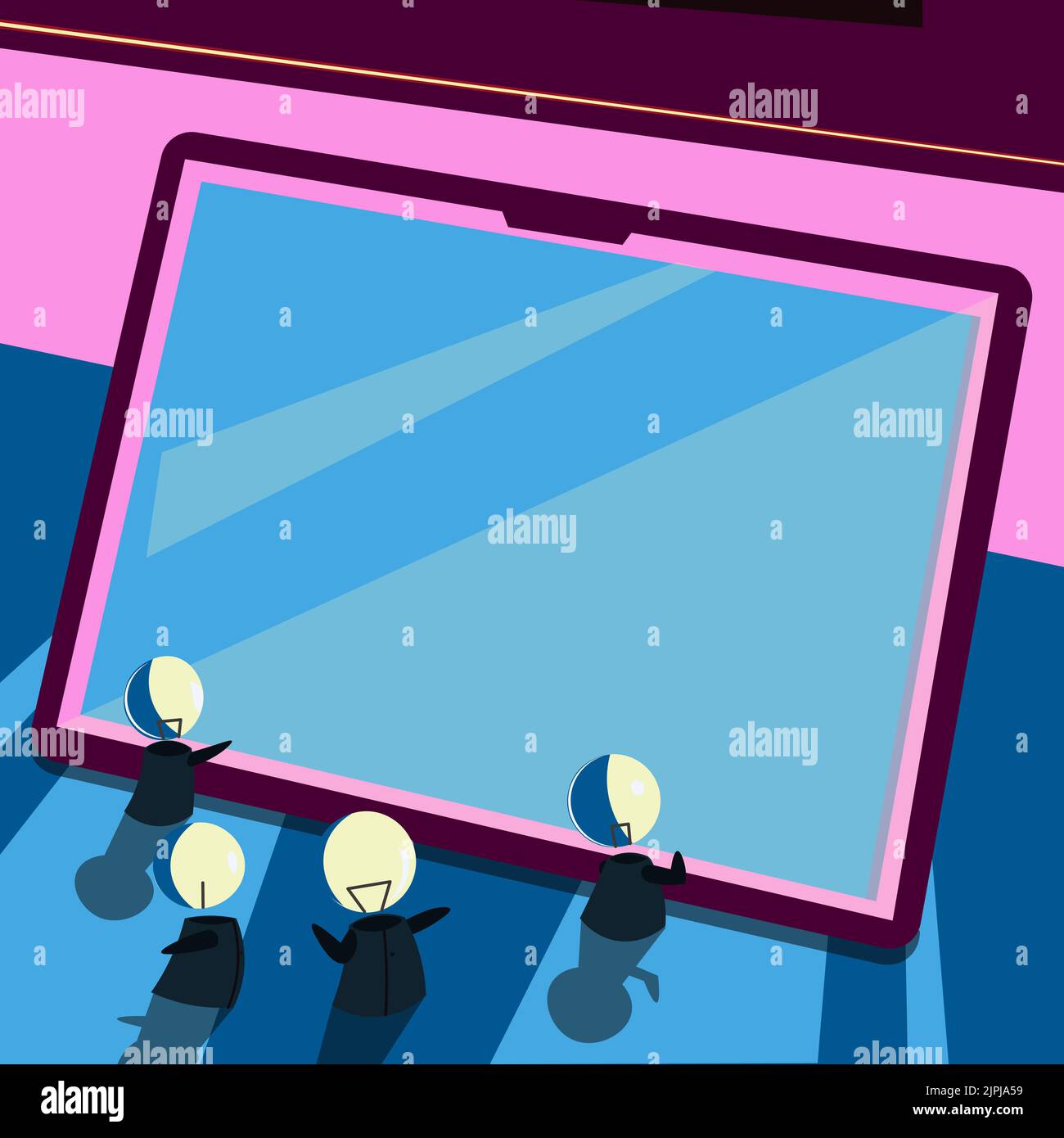 Little Robots Drawing Pressing On Tablet With Important Messages. Small ...