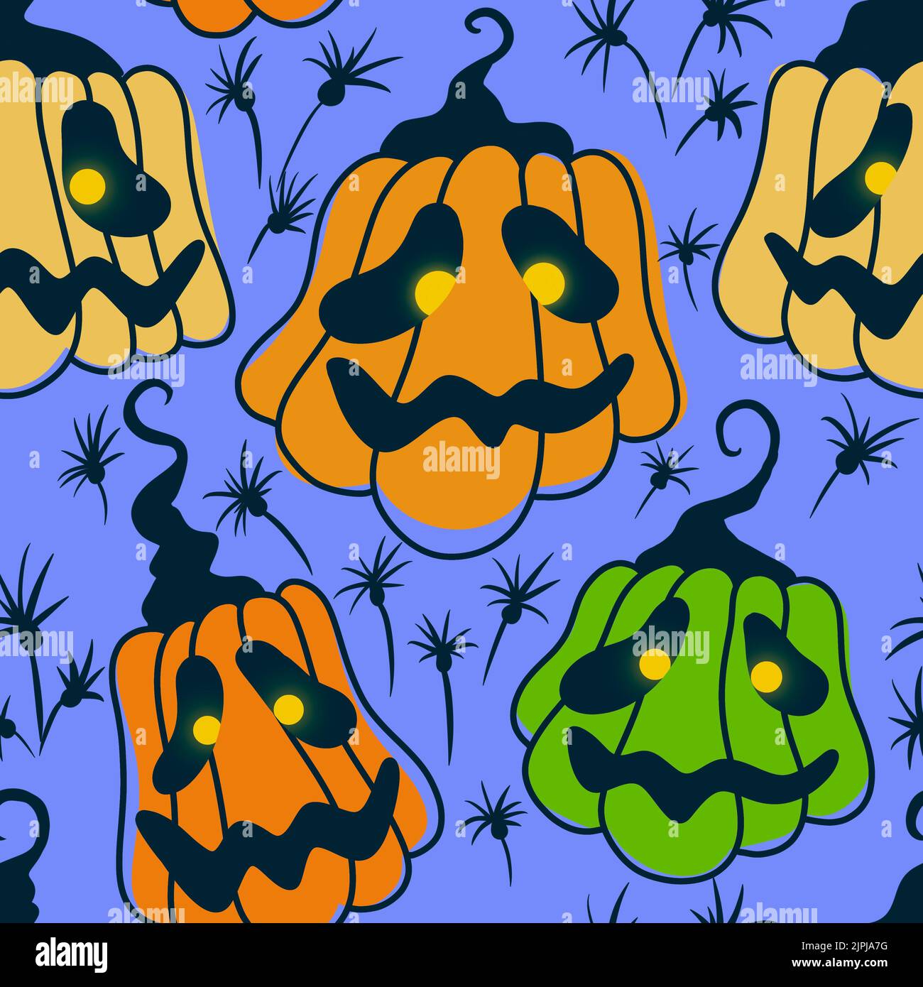 Halloween seamless pumpkins and witch hat and ghost pattern for fabrics ...
