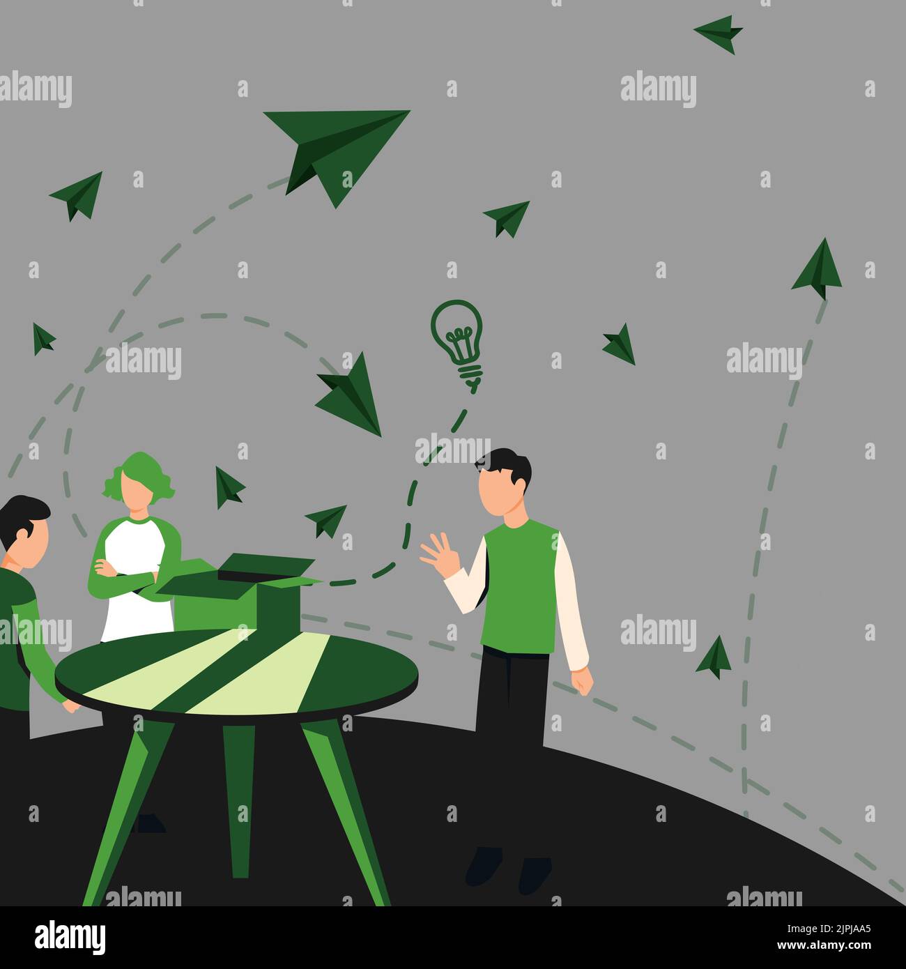 Colleagues Thinking New Innovative Ideas Around Table. Three People ...