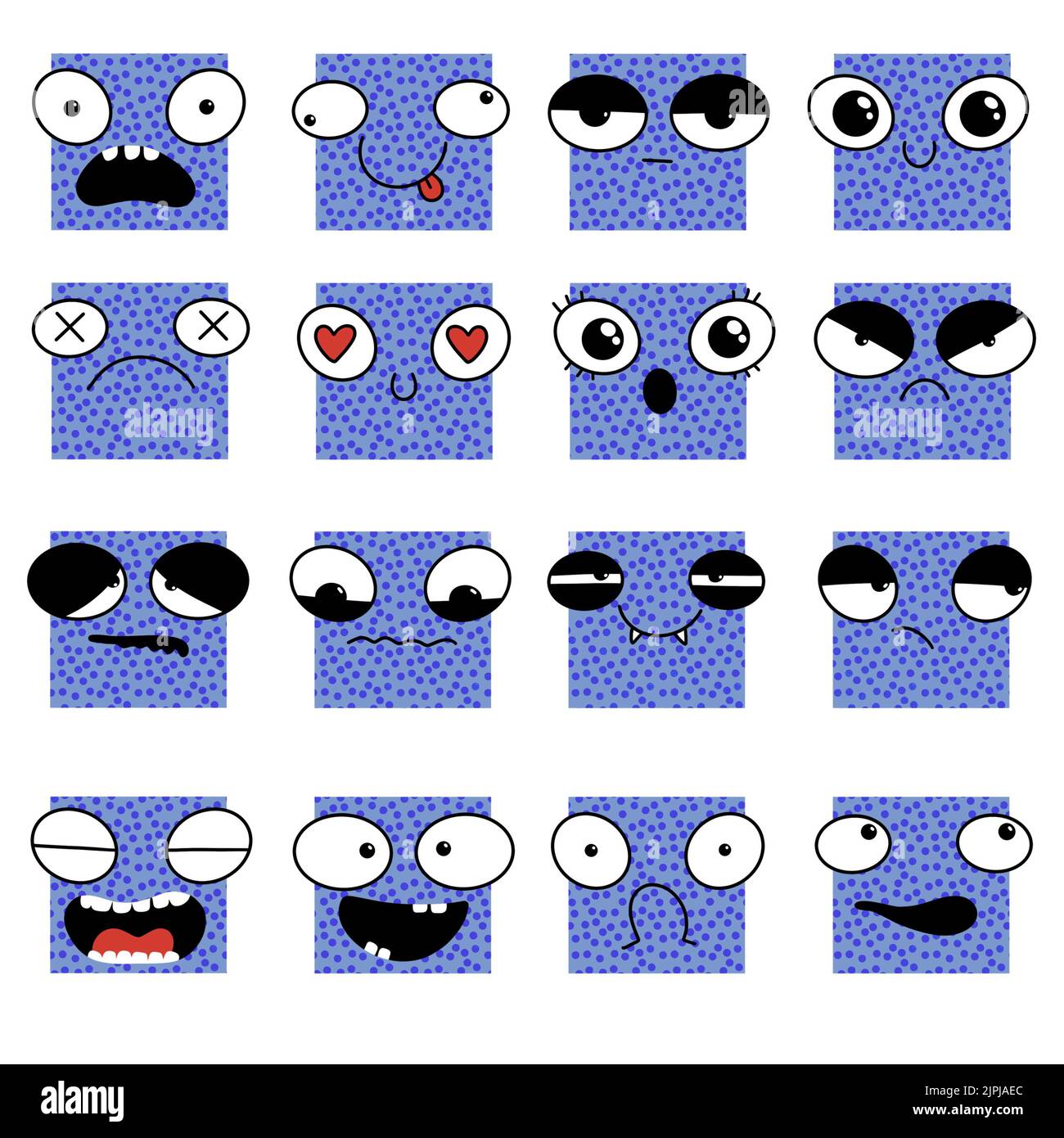 Set emotions monster with smile and sad for stickers and kids and study ...