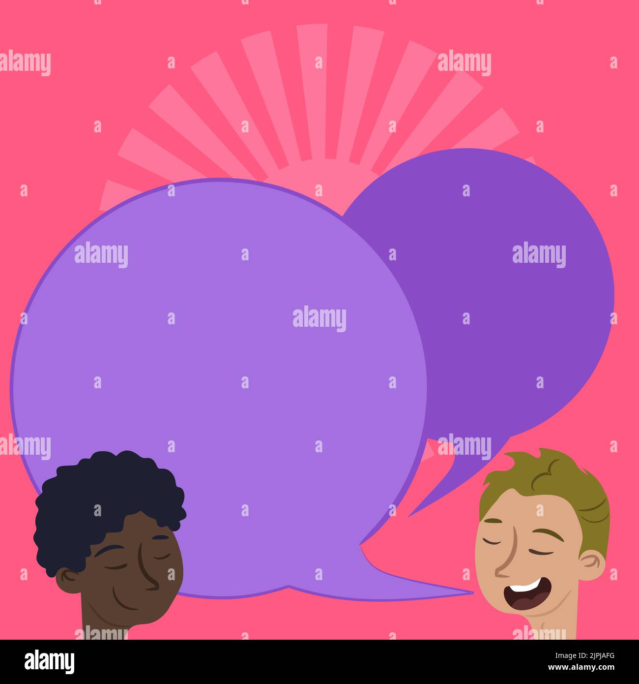 Happy Friends Drawing Standing Talking To Each Other With Speech ...