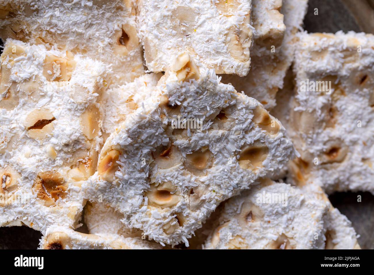 Traditional delicious Turkish dessert; cezerye with hazelnuts and ...