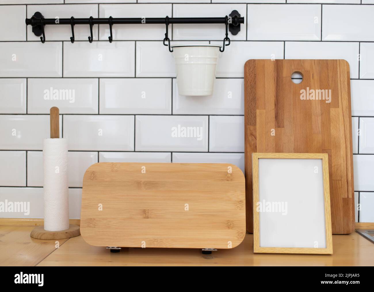 bright modern kitchen detail mock up for product presentation Stock ...