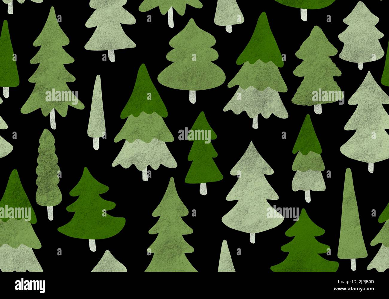 Winter forest seamless Christmas tree pattern for new year wrapping ...