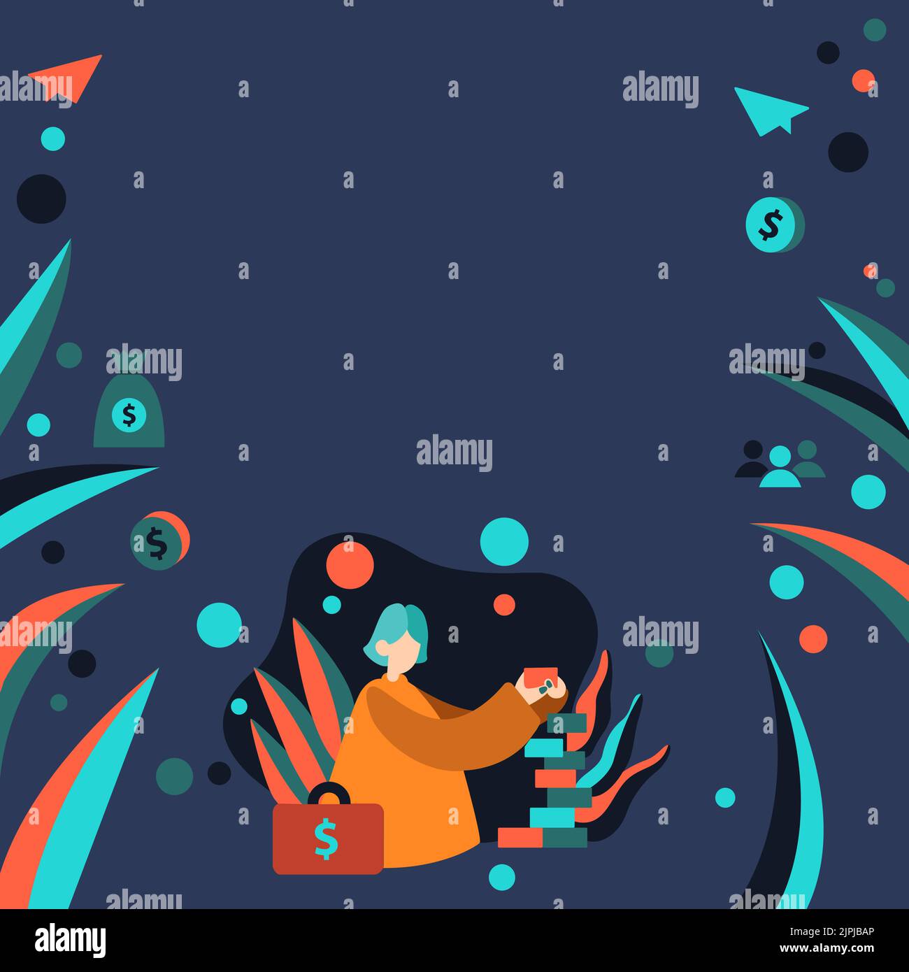 Businesswoman With Briefcase Building Blocks. Woman With Bag Piling ...