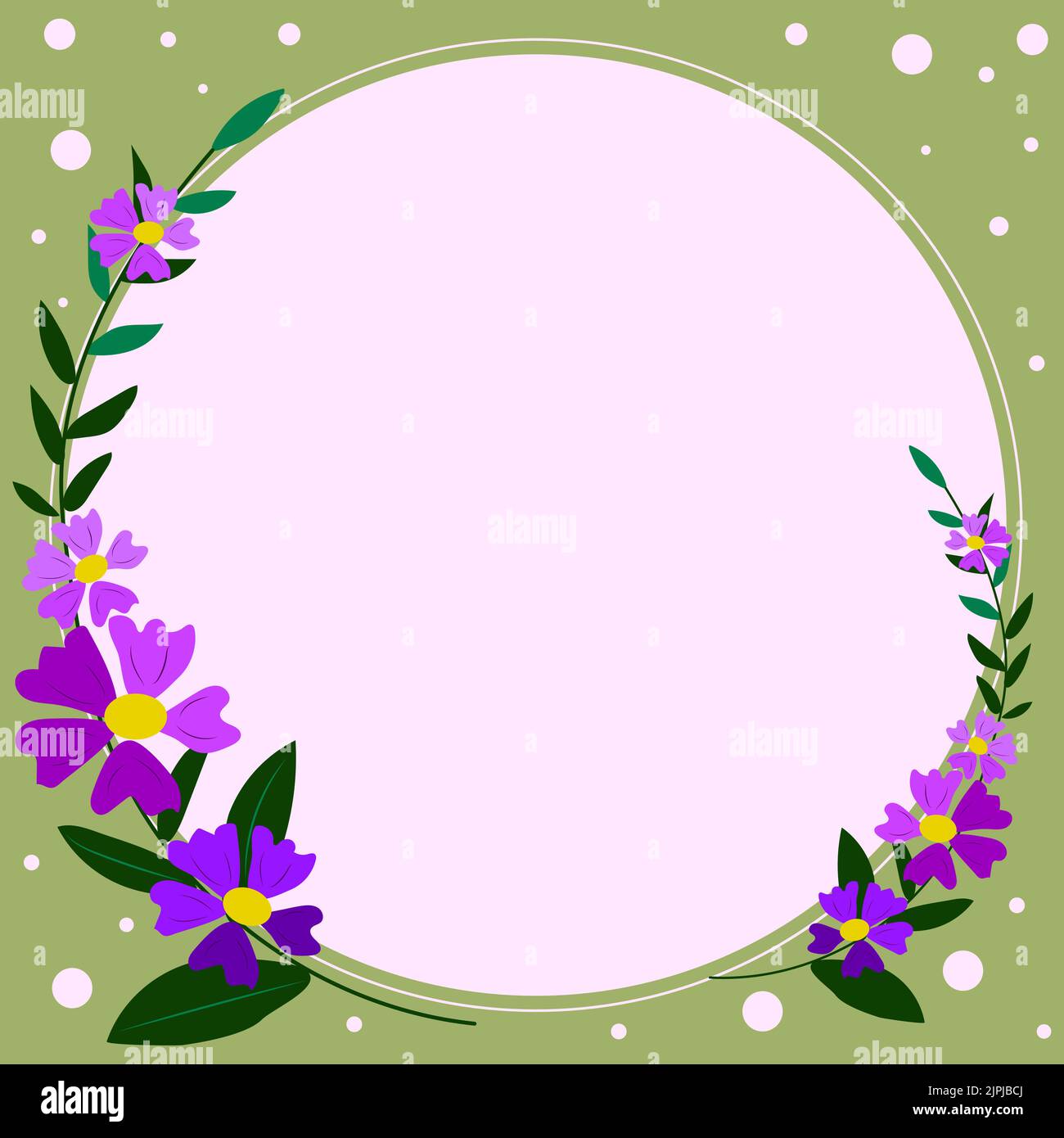 Frame With Leaves And Flowers Around And Important Announcements Inside ...