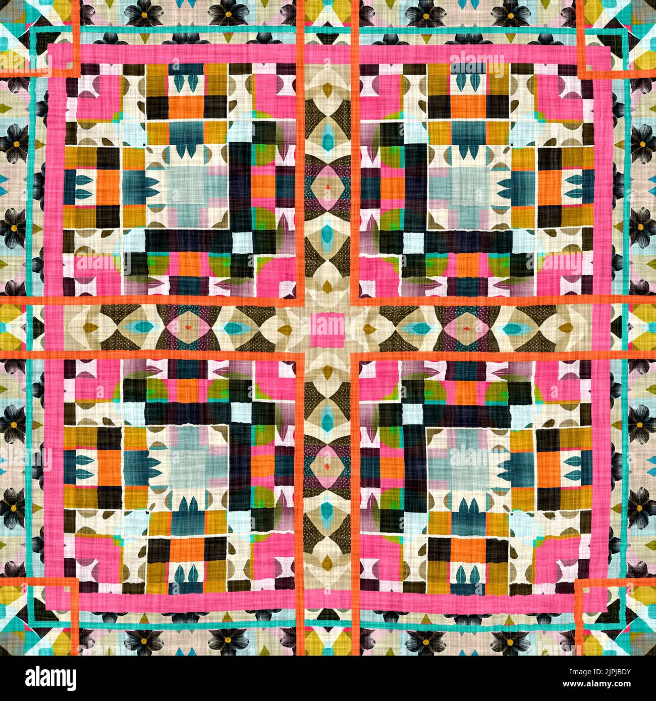 Kitsch pattern geometric retro design in seamless background. Trendy ...