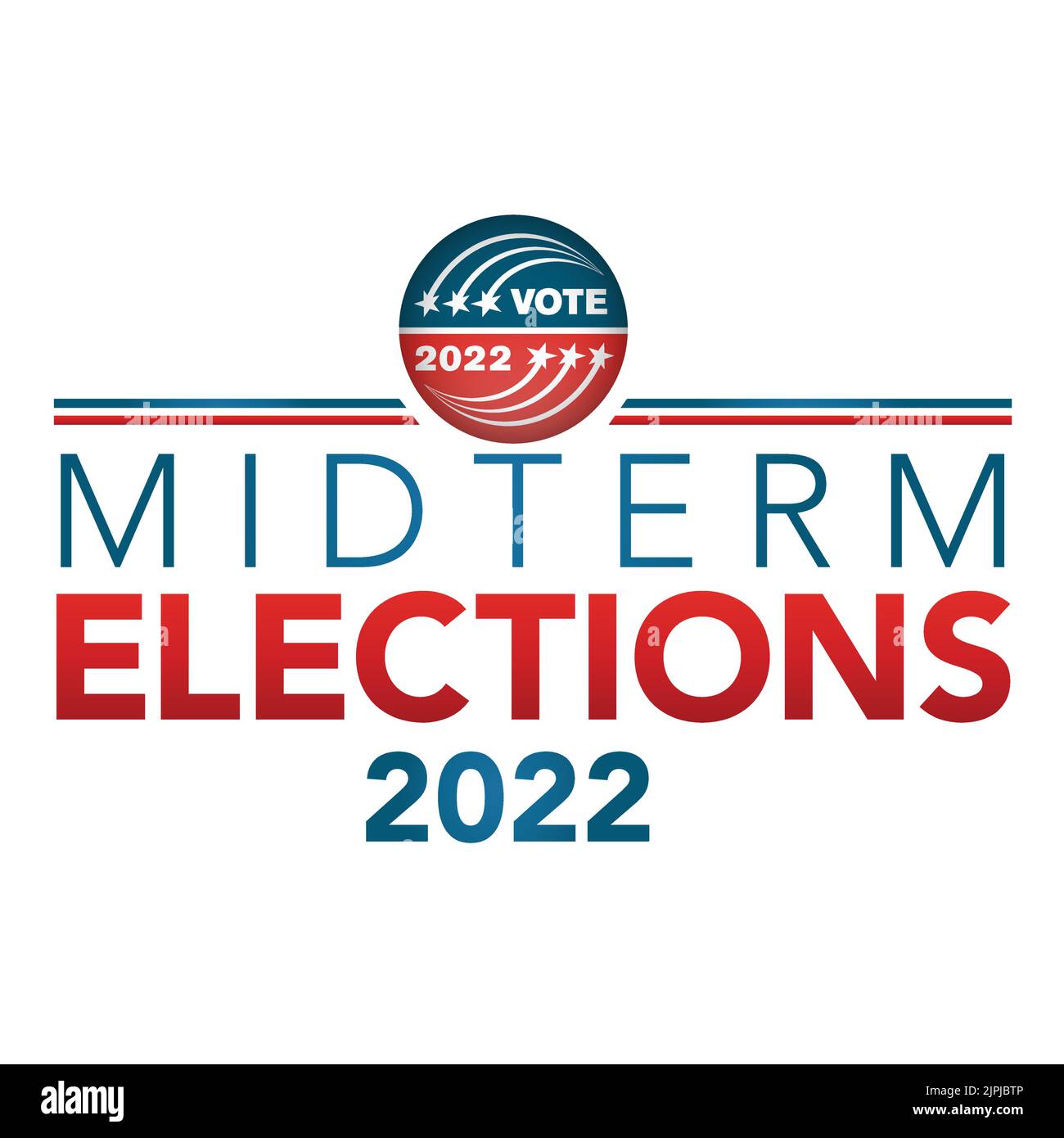 2022 Midterm Elections Design with Red White Blue Vote Icon Stock ...