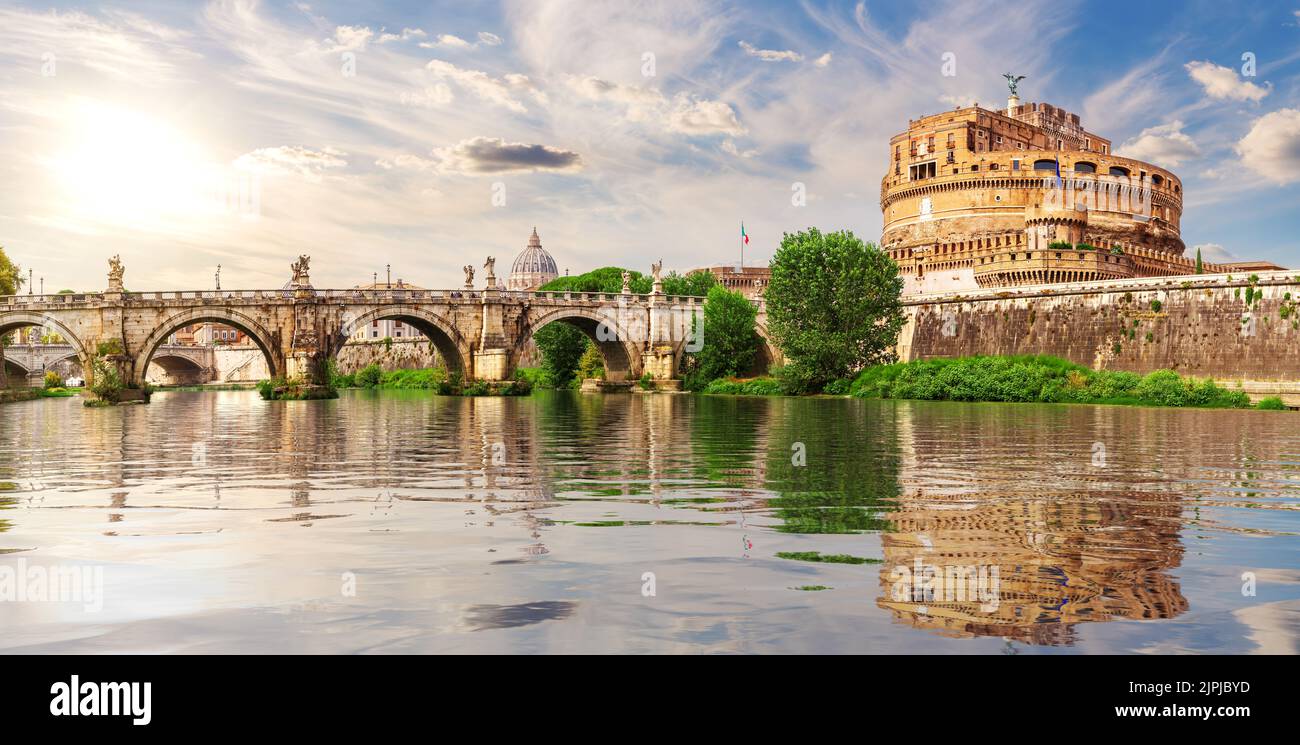 rome, tiber river, engelenburg, ponte sant angelo, aeliusbrücke, romes ...